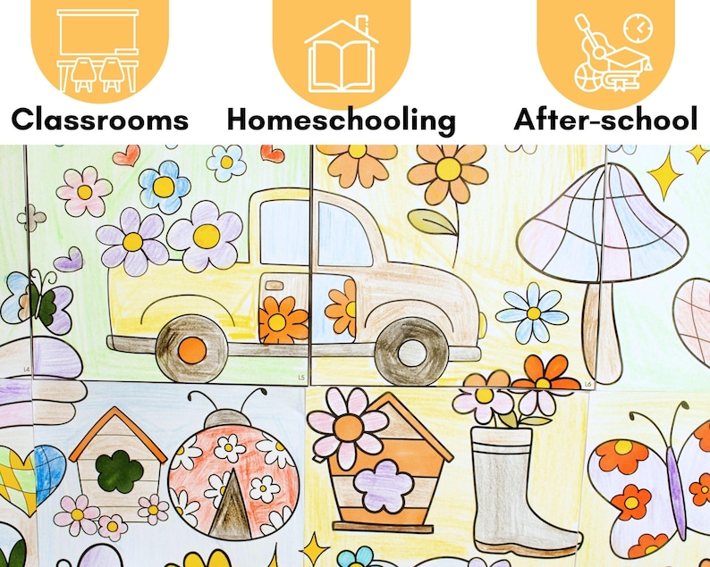 Spring Wings Collaborative Poster | Printable Coloring Mural for ...