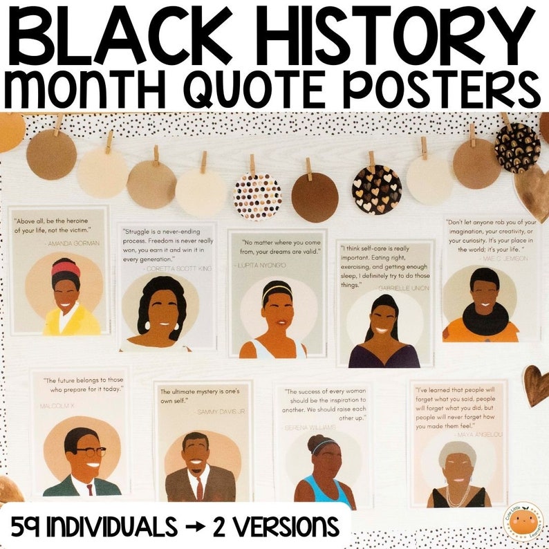 Black History Month Quote Posters for Bulletin Board, Motivational ...