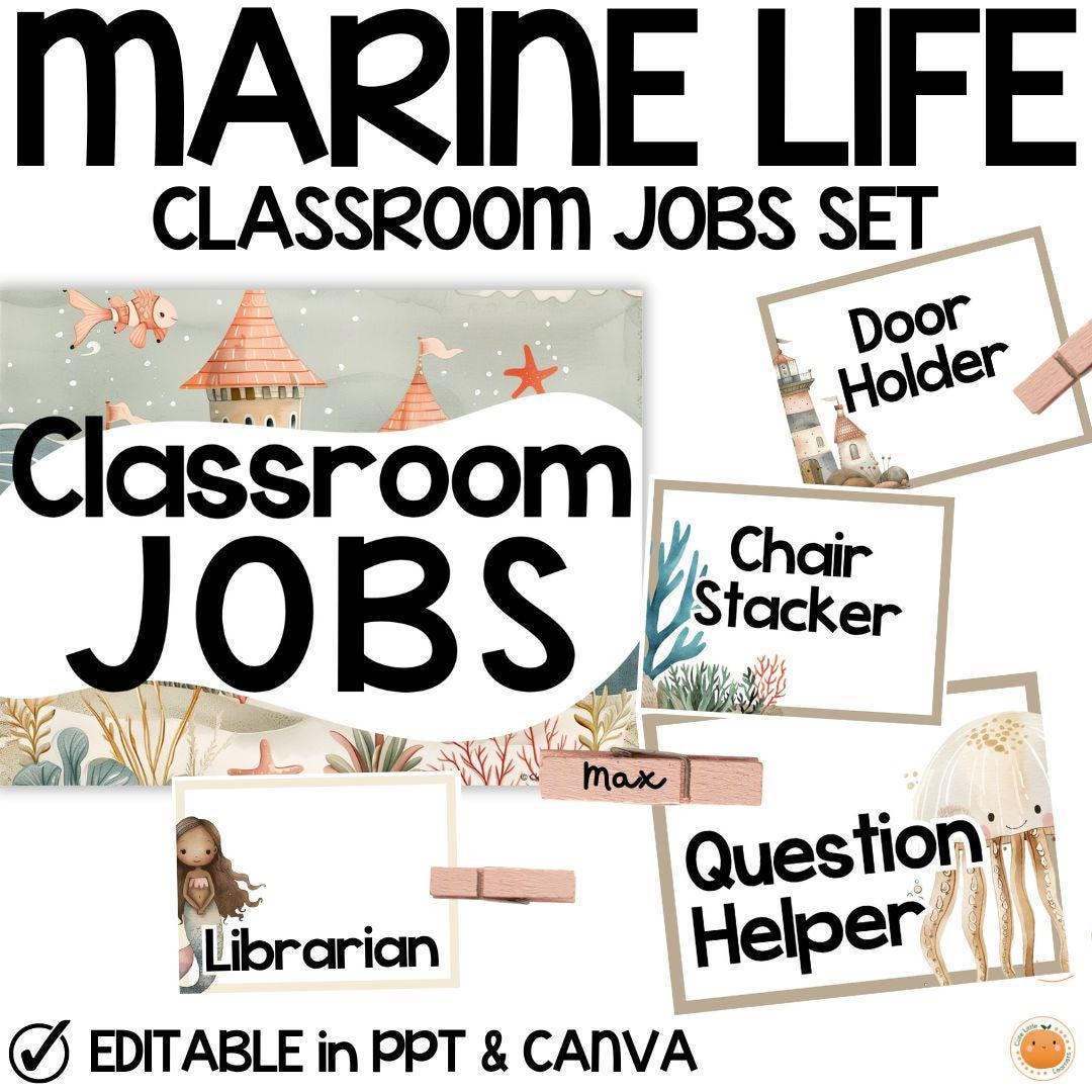 Editable Classroom Jobs Marine Life Themed Bulletin Board & Classroom ...