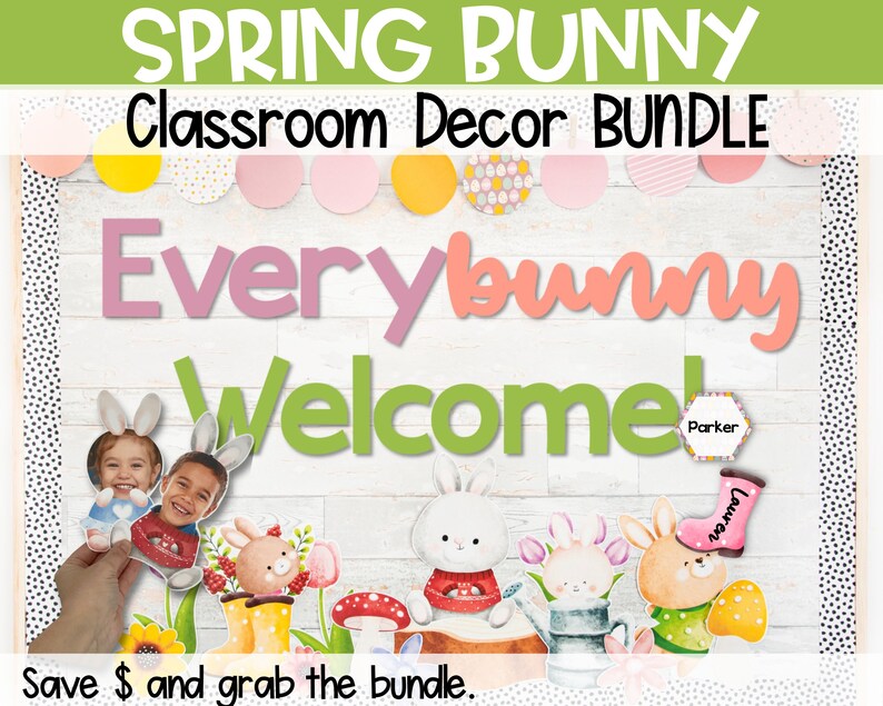 Spring Bunny Posters for Classroom Decor Editable in - Etsy