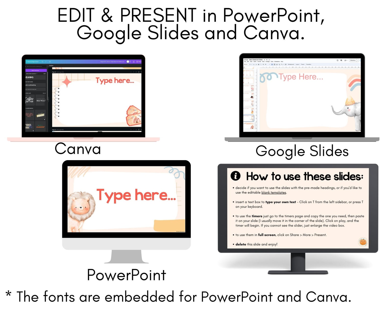 Circus Classroom Slides: Daily Timers, Centers, Editable Templates ...