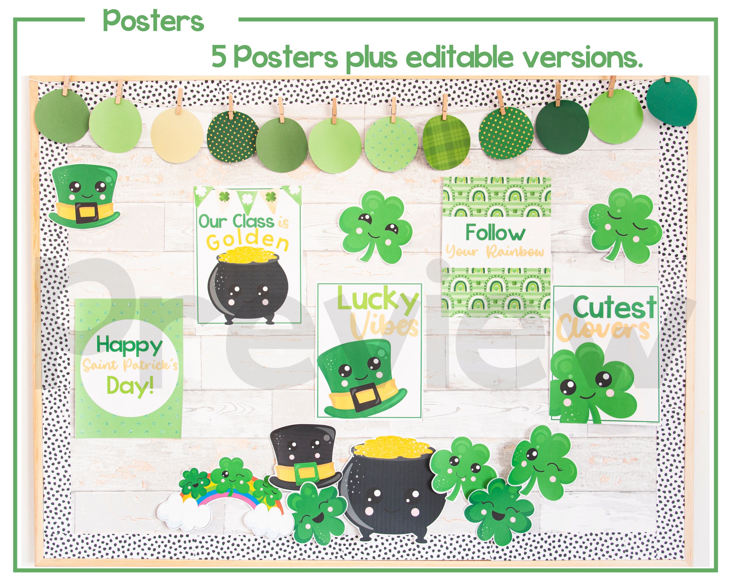 St. Patrick’s Day Clovers Bulletin Board – Interactive Classroom Decor ...