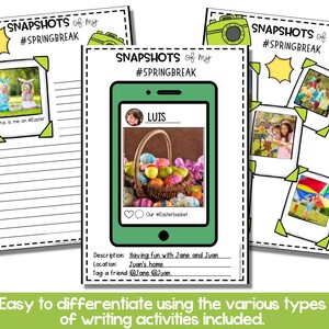 Spring Break Writing Activity Editable Differentiated Spring Writing ...