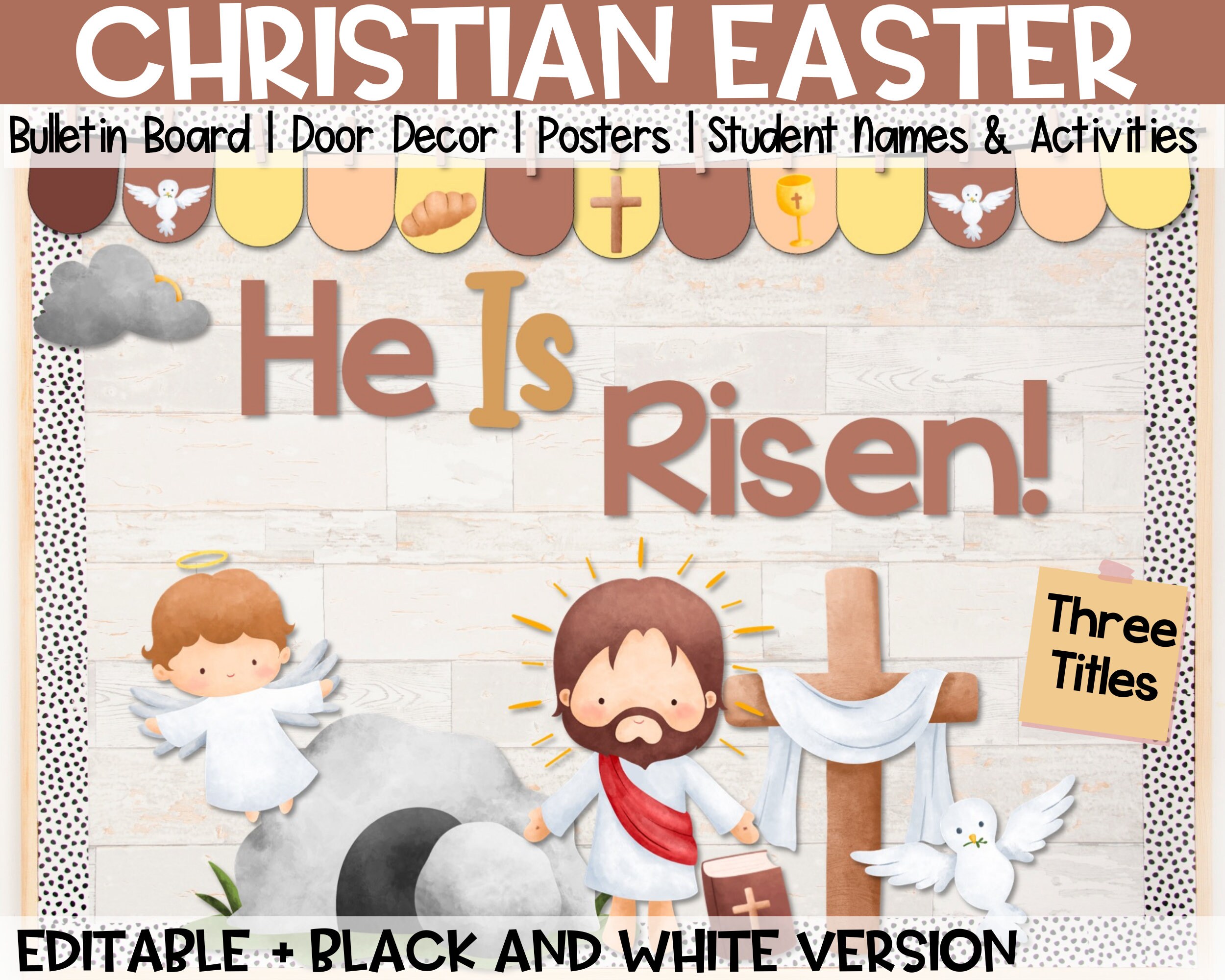 Christian Easter Bulletin Board & Interactive Classroom Decor Editable ...