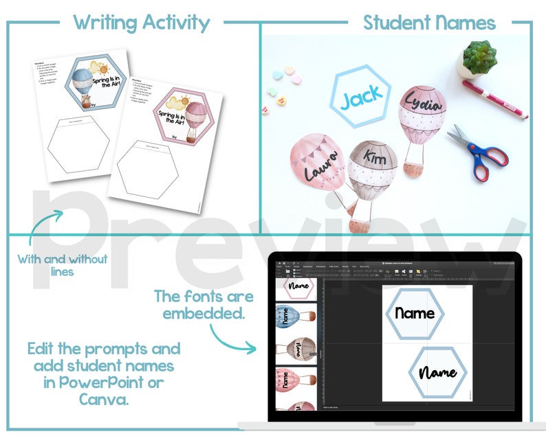 Hot Air Balloons Spring Bulletin Board & Interactive Classroom Decor ...