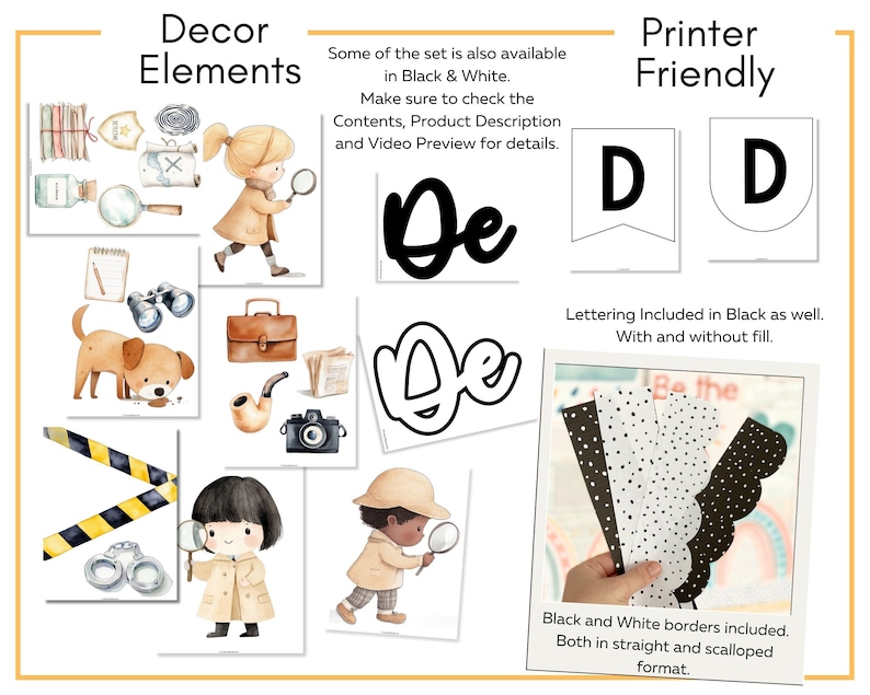 Detective Bulletin Board | Editable Classroom Theme and Poster Set With ...