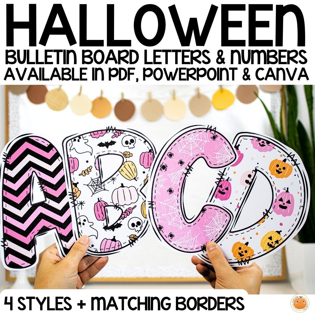 Pink Halloween Letters and Numbers for Bulletin Board / Classroom Decor ...