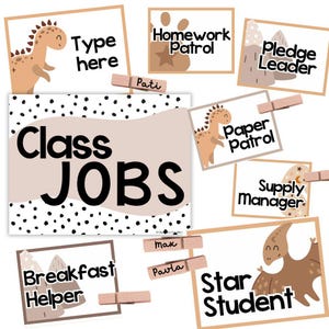 Boho Dinosaurs Classroom Jobs Display - Bulletin Board & Classroom ...