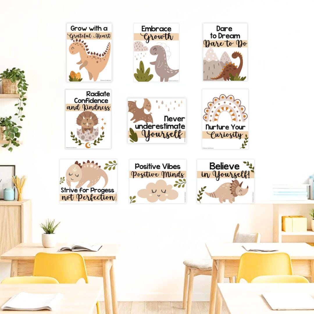Boho-dinosaurs Growth Mindset Posters - Motivational Notes, Social ...