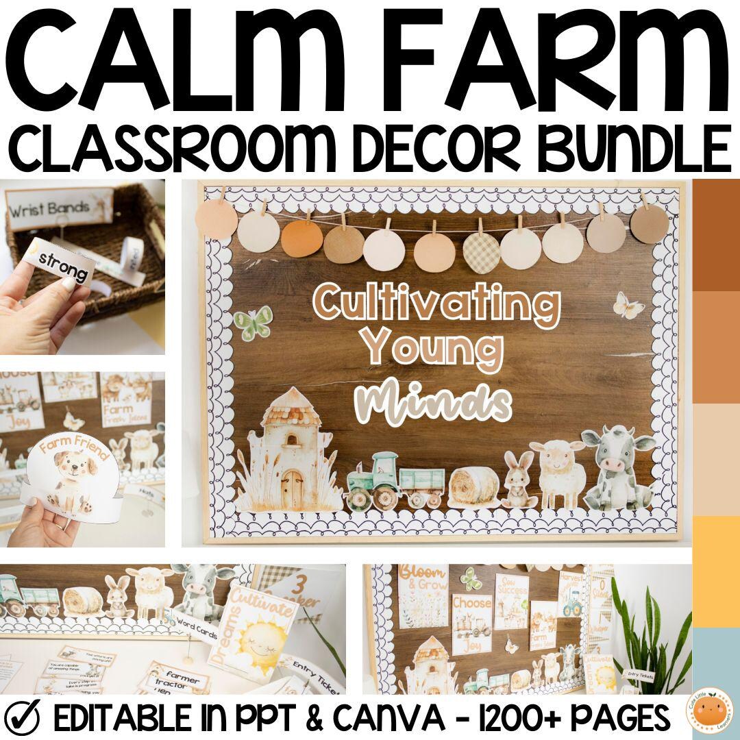 Calm Farm Editable Classroom Decor Bundle, Bulletin Boards, Back to ...