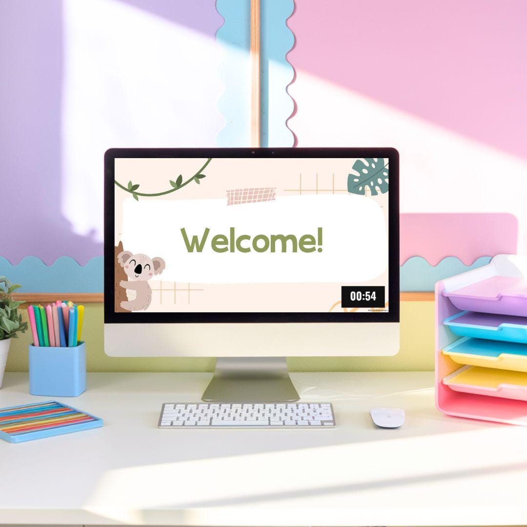 Jungle Safari Daily Classroom Slides With Timers, Centers, Behavior ...