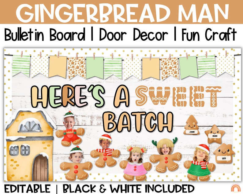 Gingerbread Man Bulletin Board & Classroom Decor Kit - Etsy