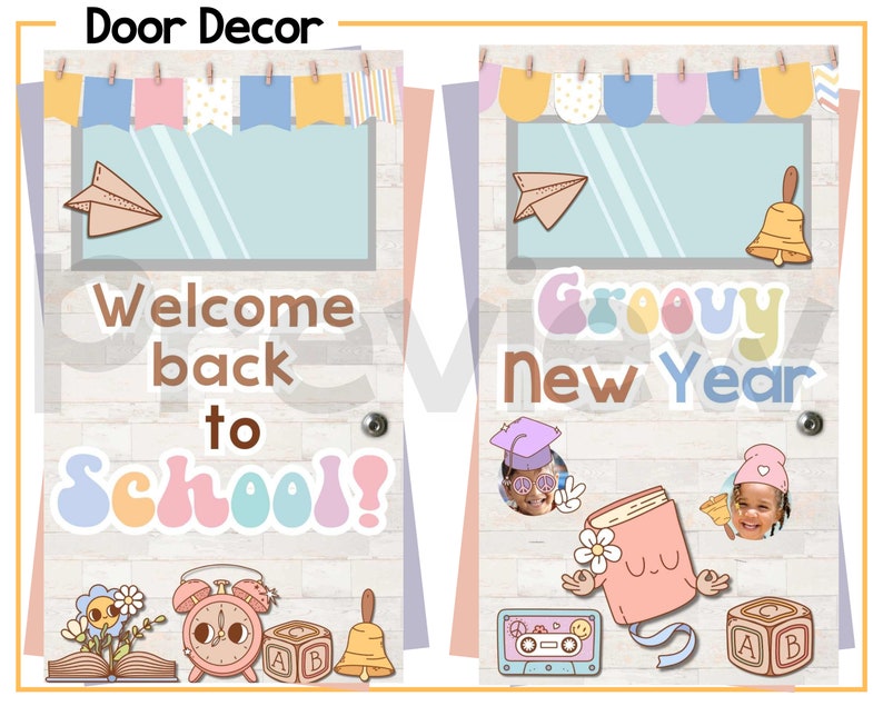 Retro Groovy Back to School Classroom Decor and Bulletin Board Kit ...
