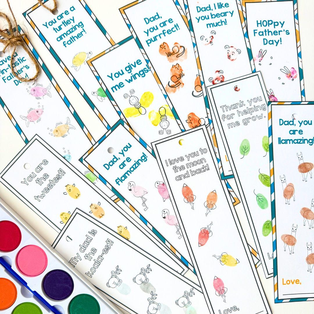 Father’s Day Fingerprint Bookmarks | Printable Gift Craft for Kids ...