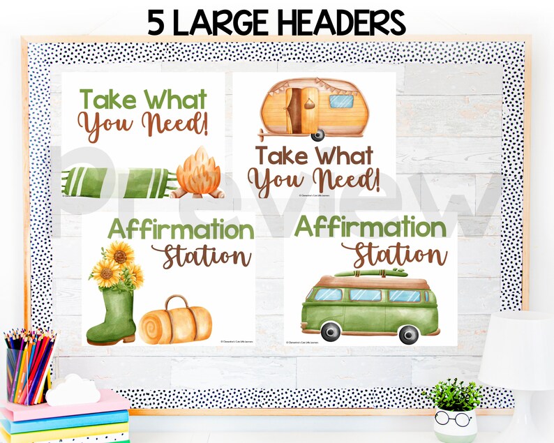 Affirmation Station - Camping Themed Editable Motivational & Self Love ...
