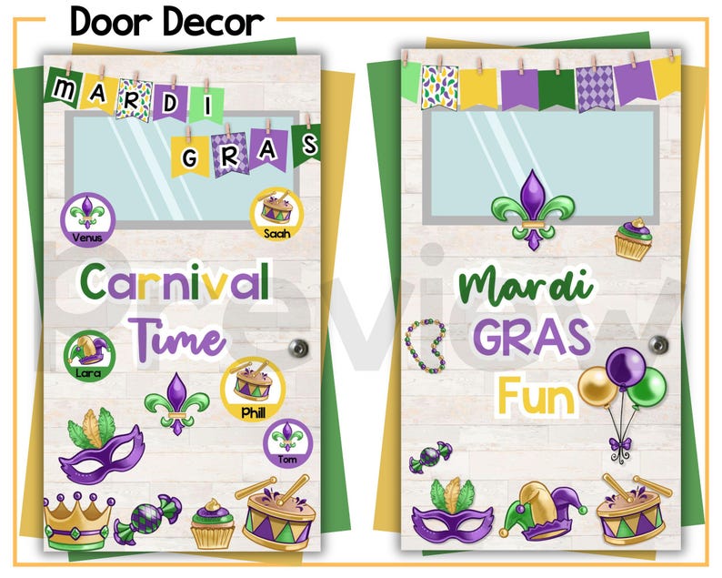 Mardi Gras Bulletin Board, Door Decor & Classroom Decor Posters ...