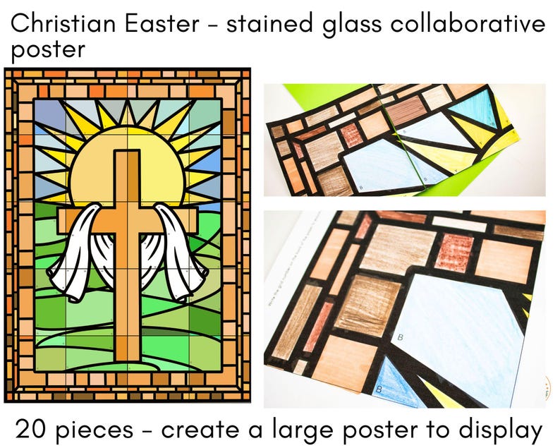 Christian Easter Collaborative Poster | Printable Stained Glass ...