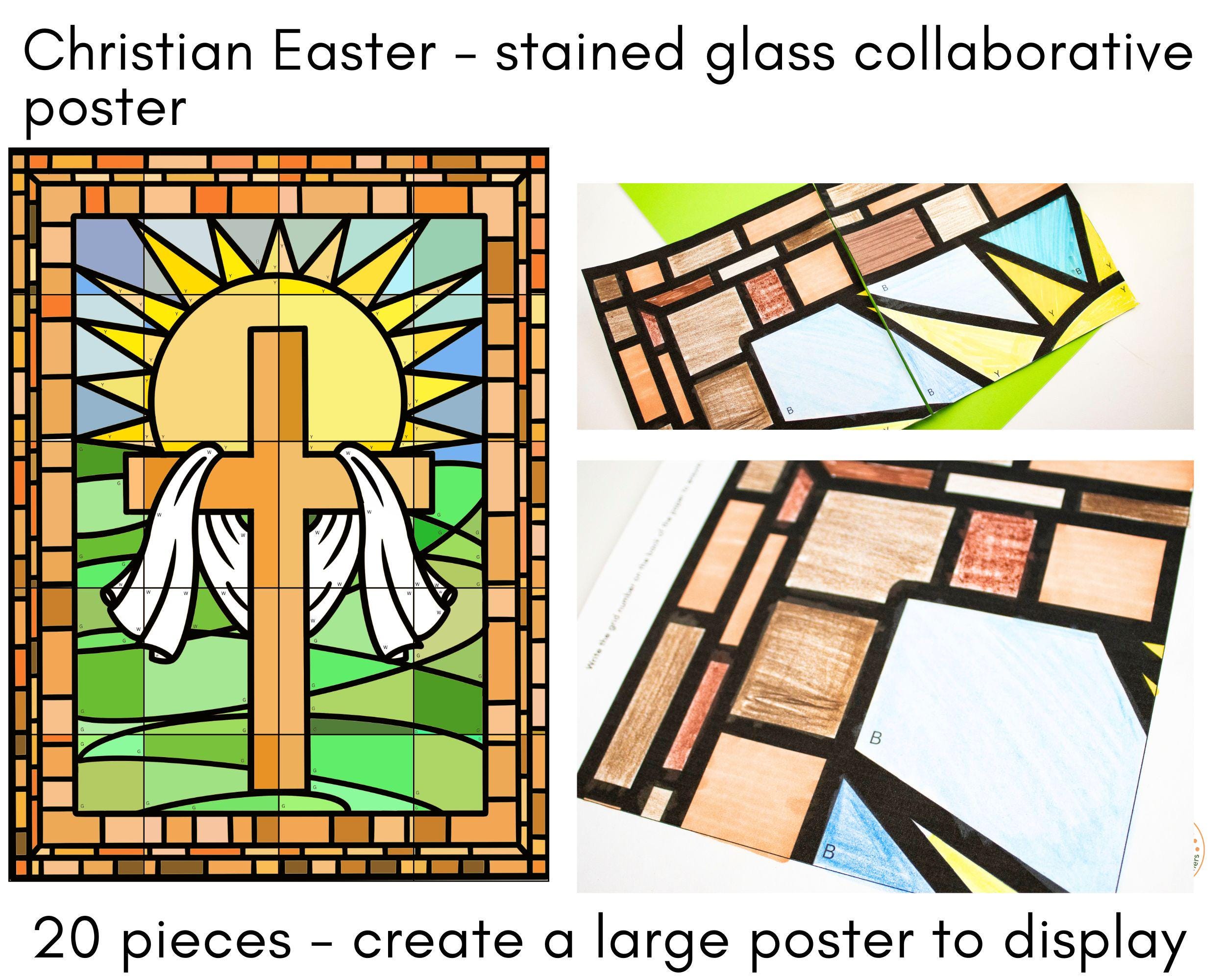 Christian Easter Collaborative Poster | Printable Stained Glass ...