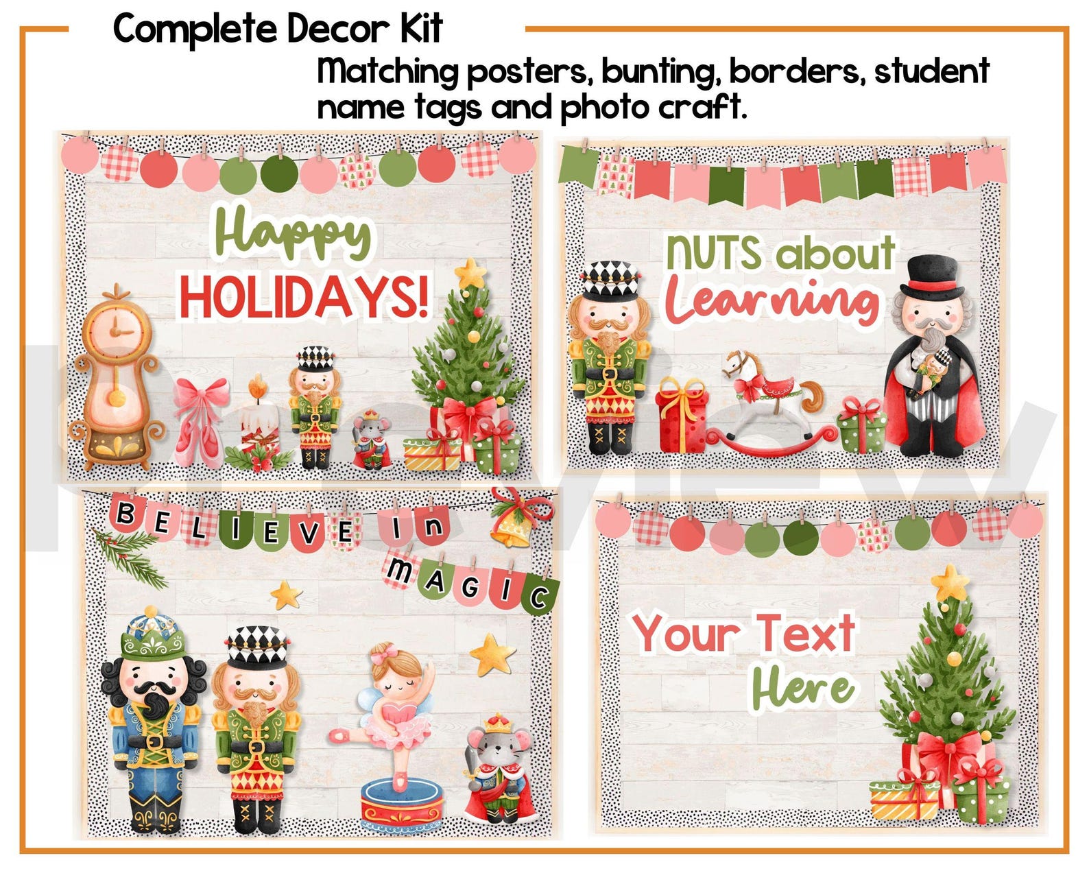 Nutcracker Christmas Classroom Decor | Bulletin Board & Door Kit With Bunting, Photo Craft ...