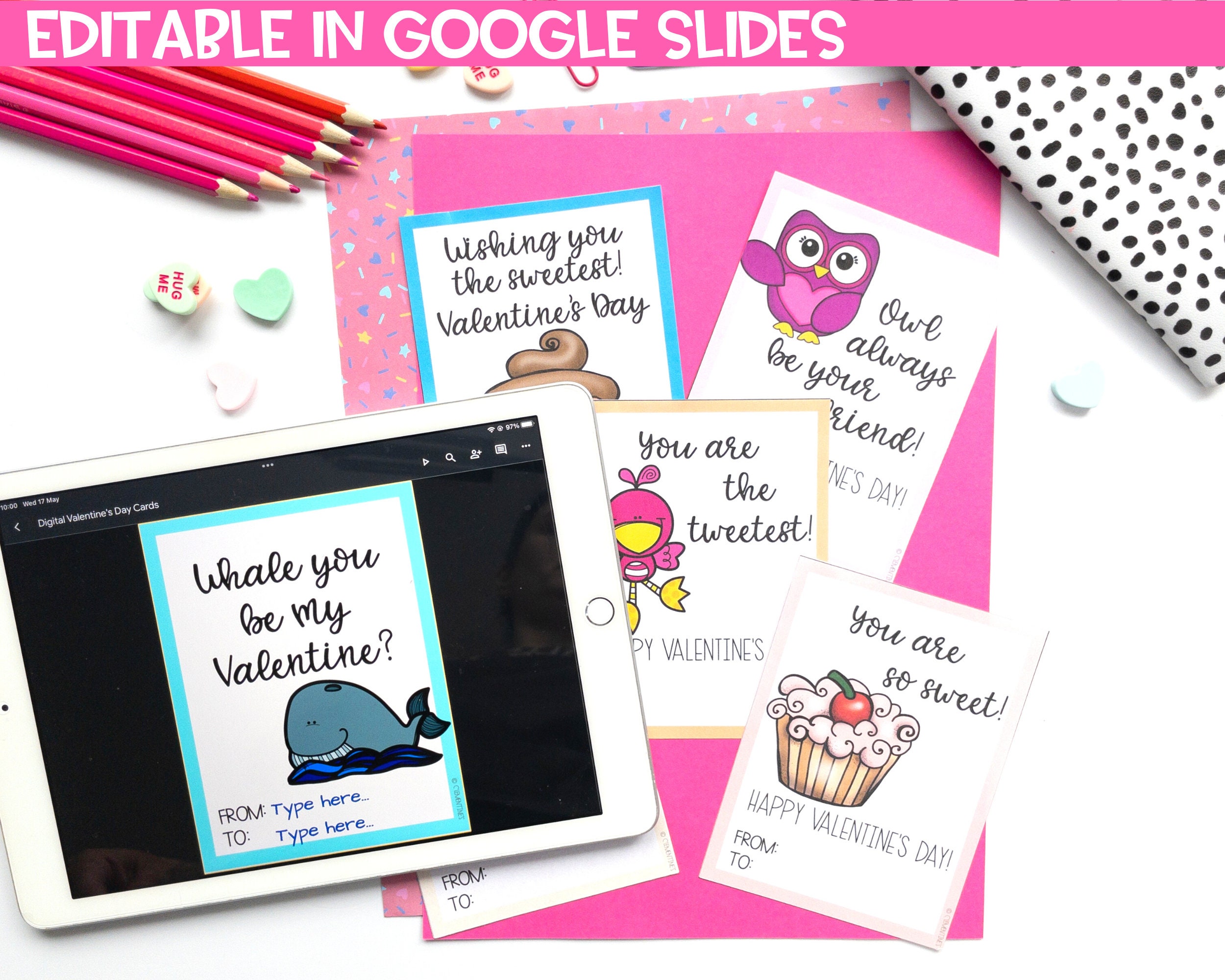 Printable Valentine's Day Cards for Kids Digital and Printable Editable ...