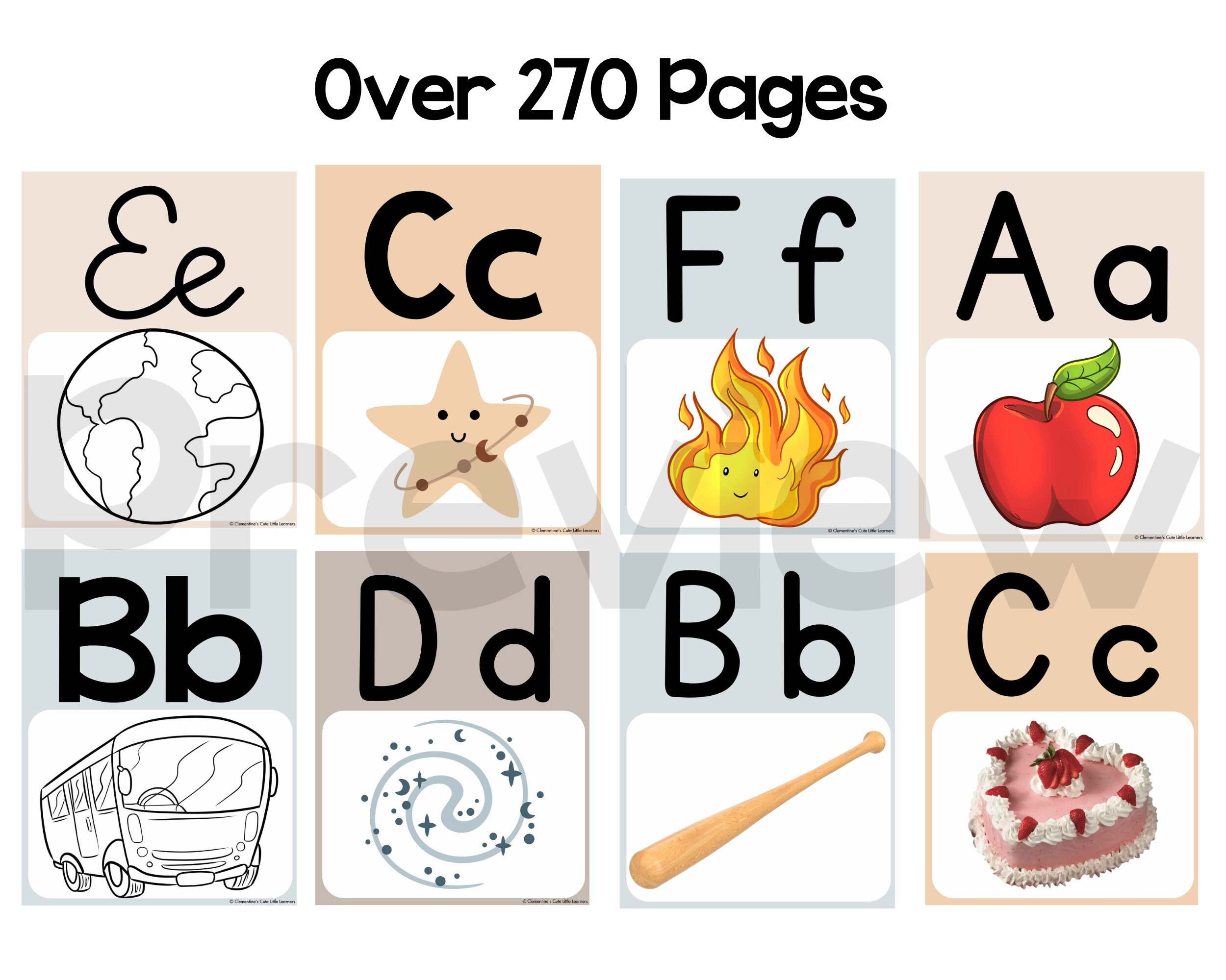 Alphabet Posters Boho Space Themed Primary Cursive& - Etsy