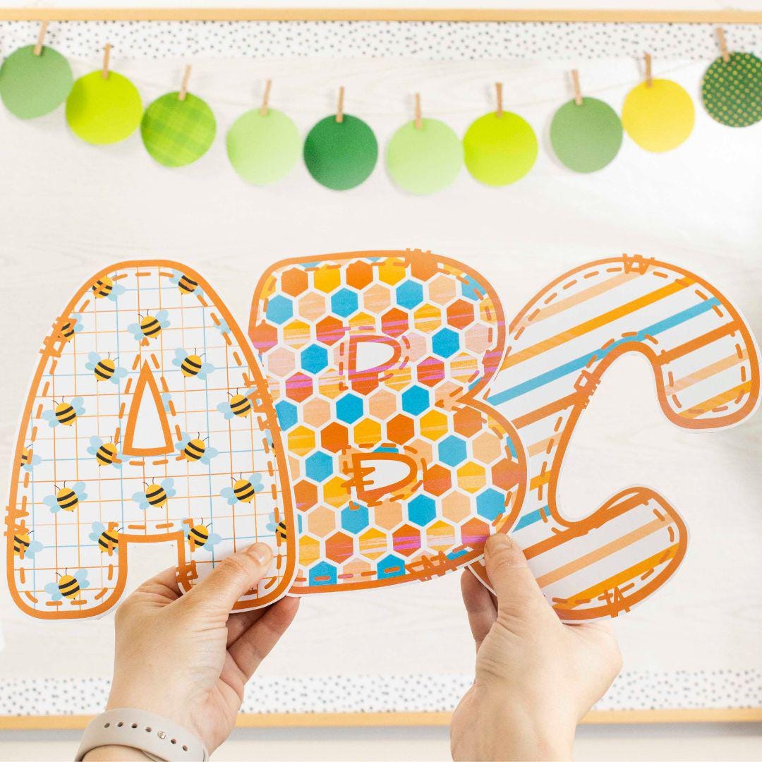 Bright Bees Lettering for Bulletin Board Titles / Classroom and Door ...