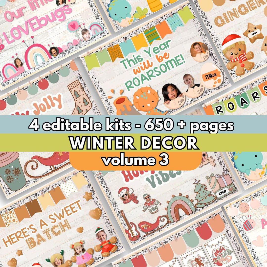 Winter Bulletin Boards Bundle | Editable Classroom Decor for Christmas ...