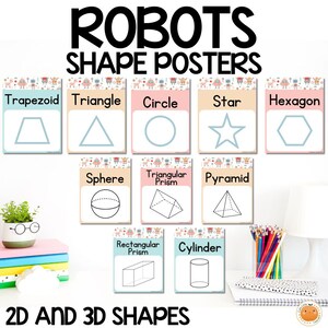 Robots and AI Themed 2D and 3D Shape Posters for Bulletin Boards and ...