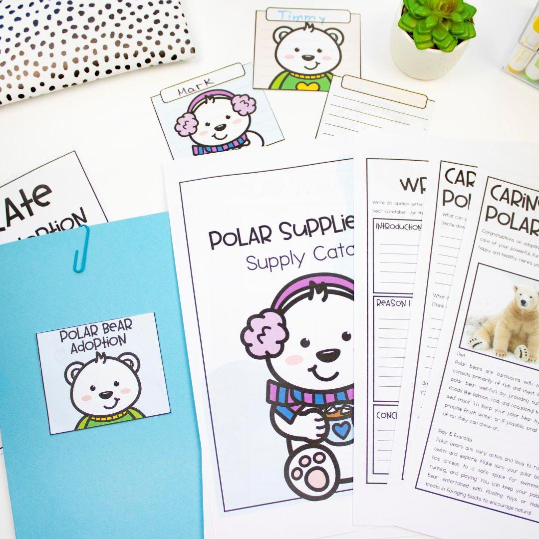 Adopt a Polar Bear Project | Printable Winter Bulletin Board Kit for ...