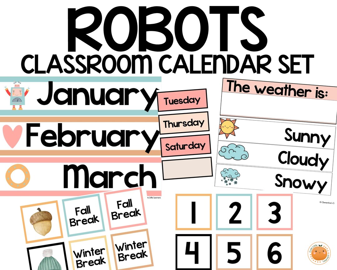 Classroom Calendar Robots and AI Themed Back to School - Etsy