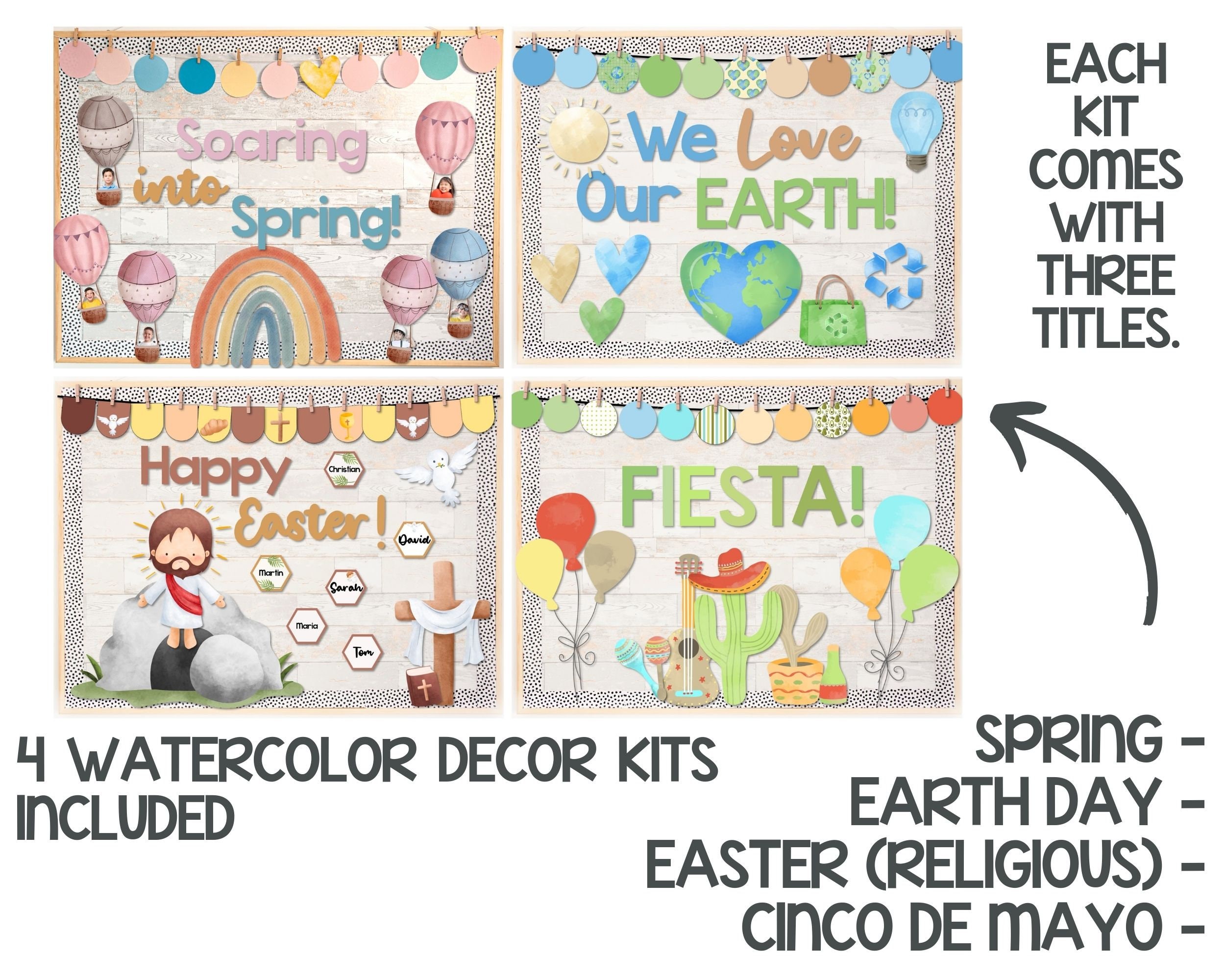 Spring Classroom Decor Kits Bundle Easter, Earth Day, Cinco De Mayo ...