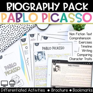 Pablo Picasso Printable Biography Pack Reading - Etsy