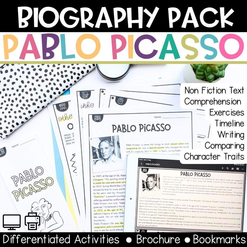 Pablo Picasso Printable Biography Pack Reading - Etsy