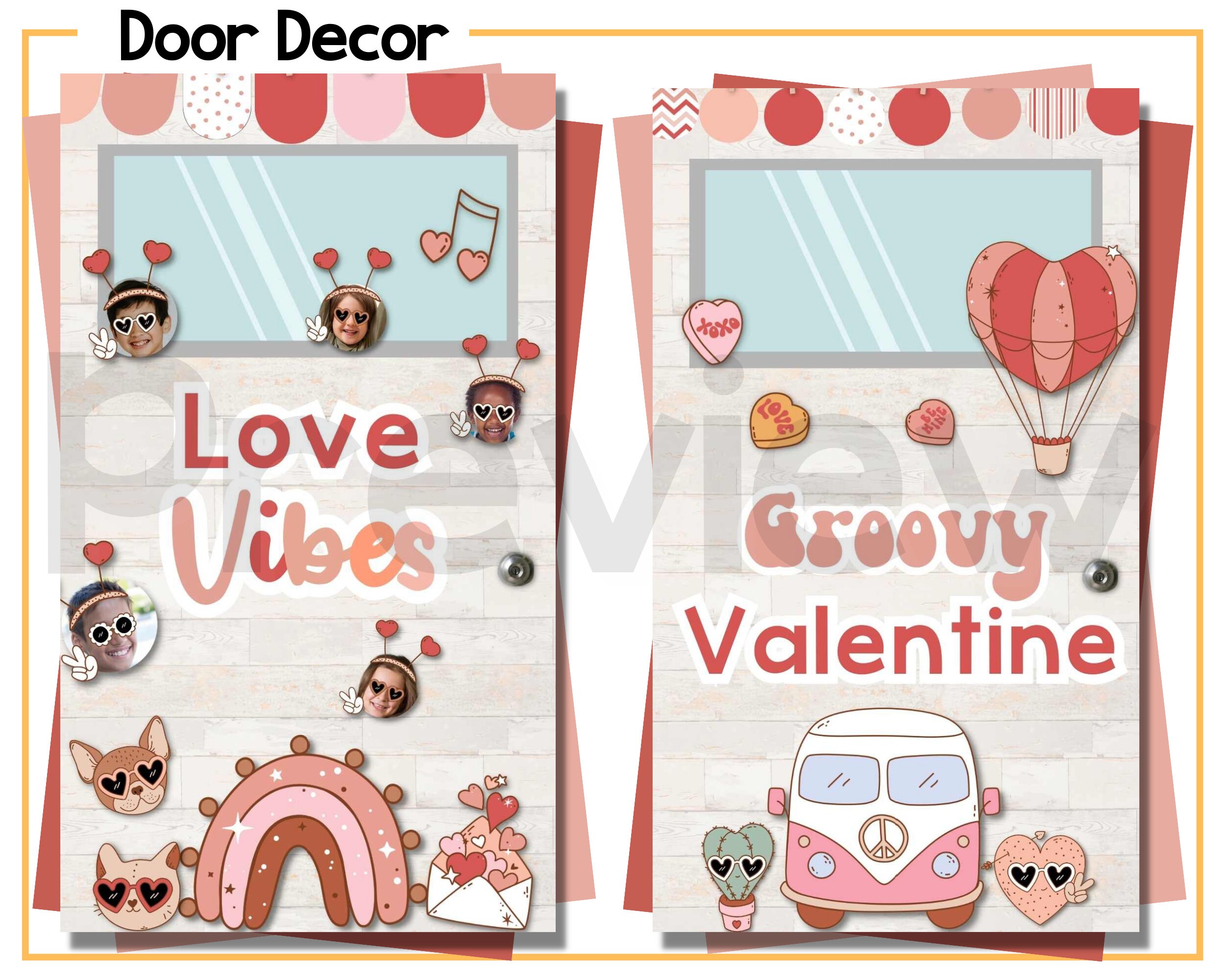 Retro Valentine's Day Classroom Decor and Bulletin Board Kit Editable ...