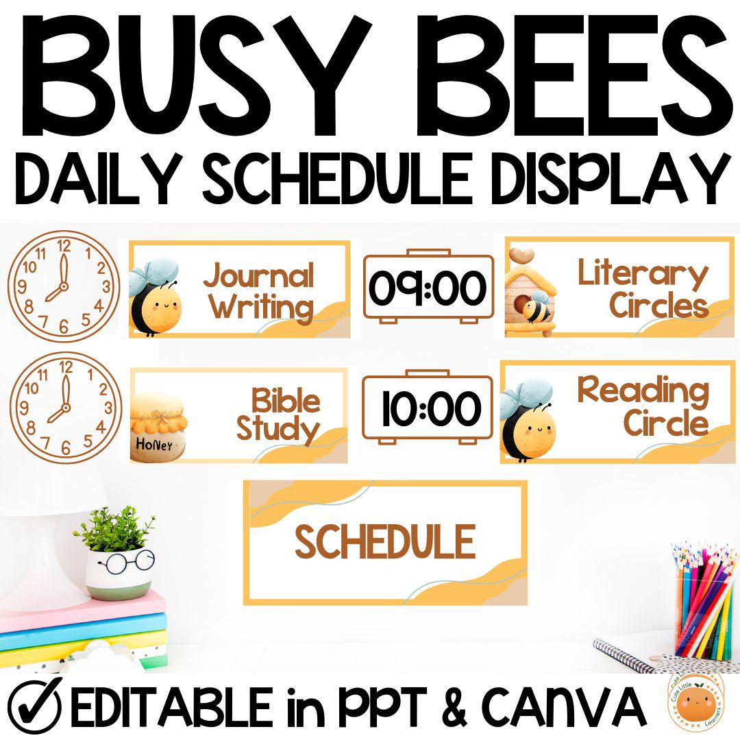 Busy Bee Classroom Schedule Cards | Editable Daily Display Set for Back ...