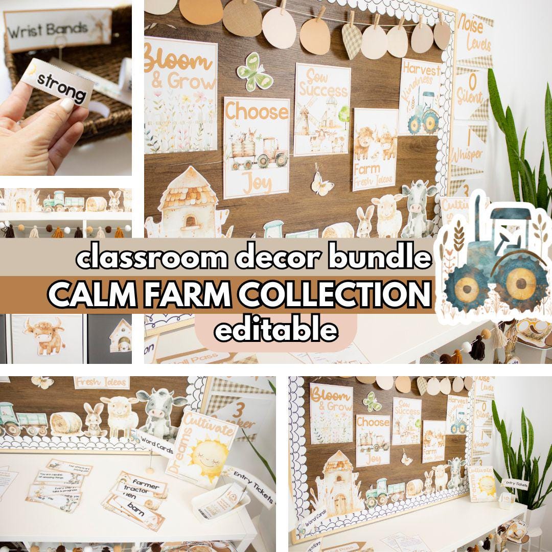 Calm Farm Editable Classroom Decor Bundle, Bulletin Board Ideas, Back ...
