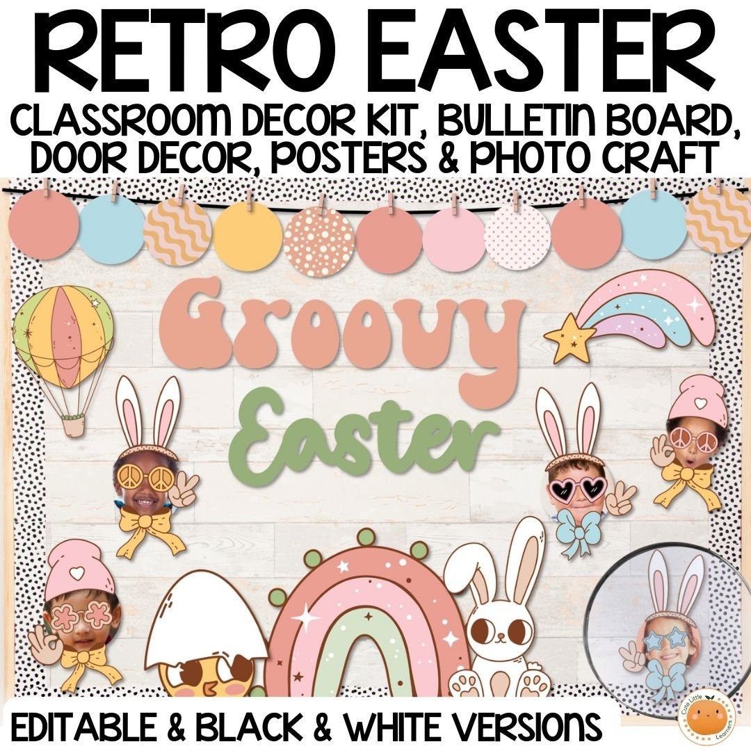 Retro Easter Bulletin Board & Interactive Classroom Decor Editable ...