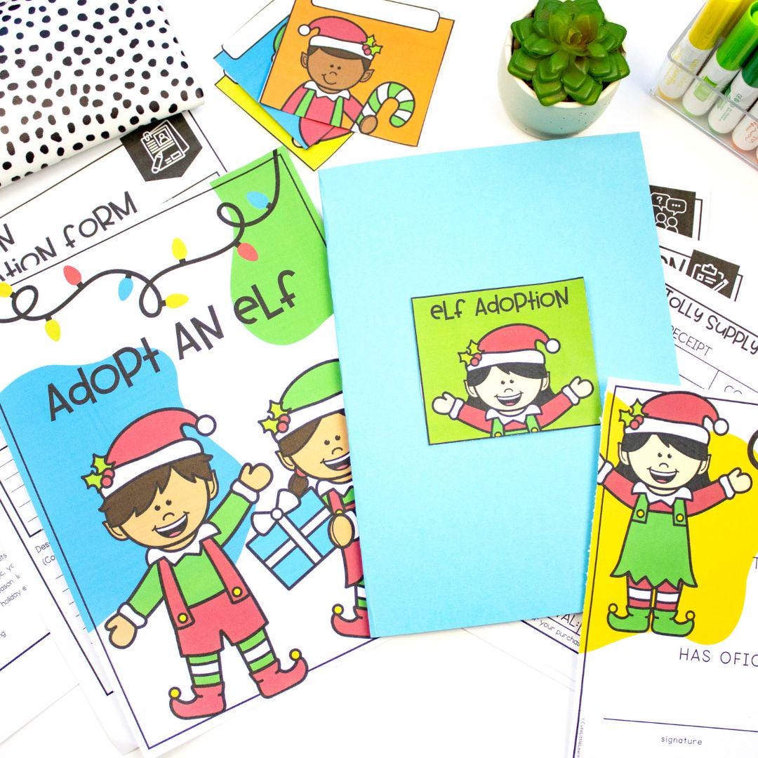 Adopt an Elf Project | Printable Christmas Bulletin Board Kit for ...