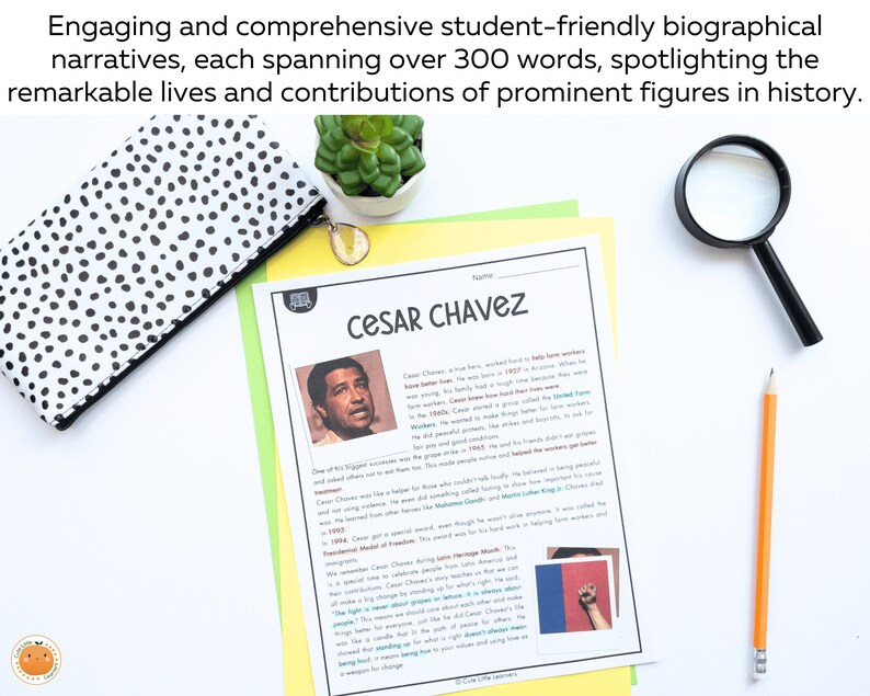 Cesar Chavez Printable Biography Pack Reading - Etsy
