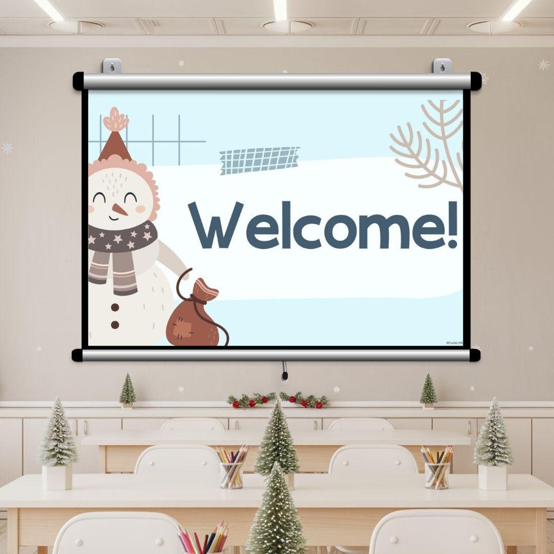 Snowman Daily Classroom Slide Templates With Timers, Centers, Behavior ...