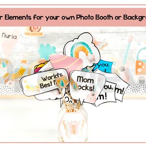 Groovy Retro Mother's Day Photo Props and Photo Booth Decor Instant ...