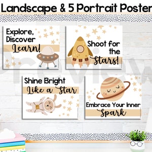 Boho-space Themed Growth Mindset Posters Motivational Notes, Bulletin ...
