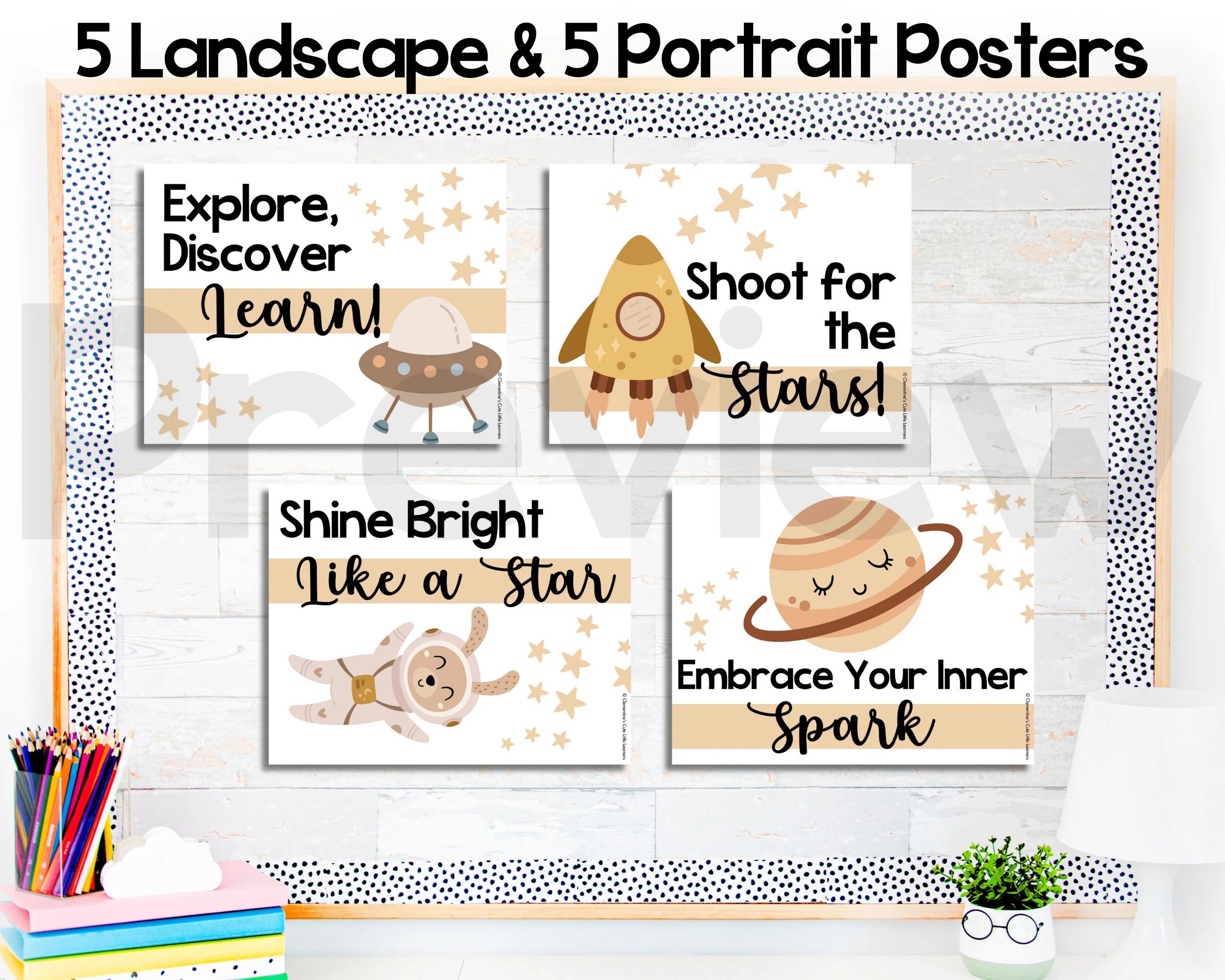 Boho-space Themed Growth Mindset Posters Motivational Notes, Bulletin ...