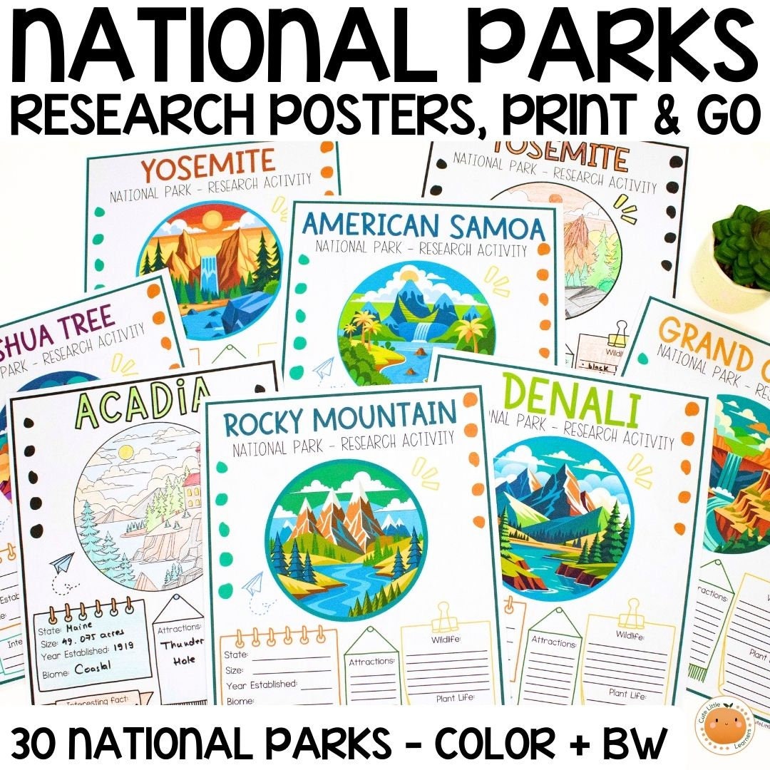 National Parks Research Posters, 30 Printable Research Skills Posters ...