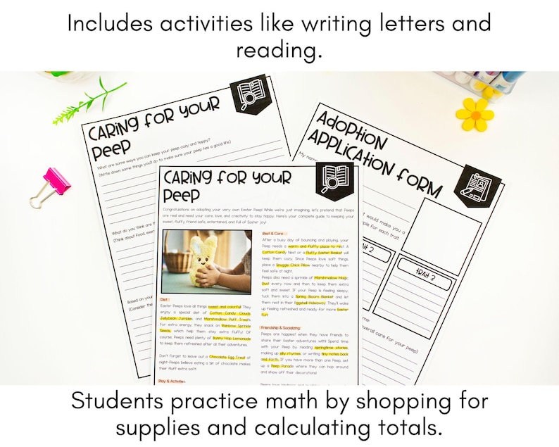 Adopt a Peep Project Based Learning, Printable Easter Activity ...