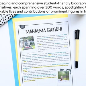 Mahatma Gandhi Printable Biography Pack, Reading Comprehension, Quote ...