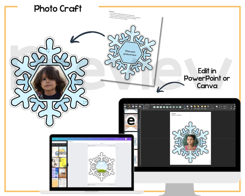 Snowflake Winter Bulletin Board & Classroom Decor Kit Editable Being ...