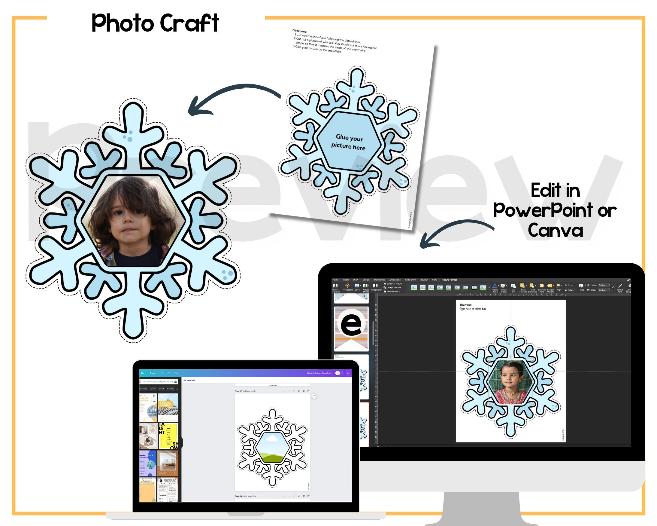 Snowflake Winter Bulletin Board & Classroom Decor Kit Editable Being ...