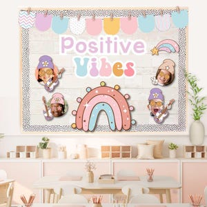 Retro Classroom Decor | Positive Vibes Bulletin Board Kit | Printable ...