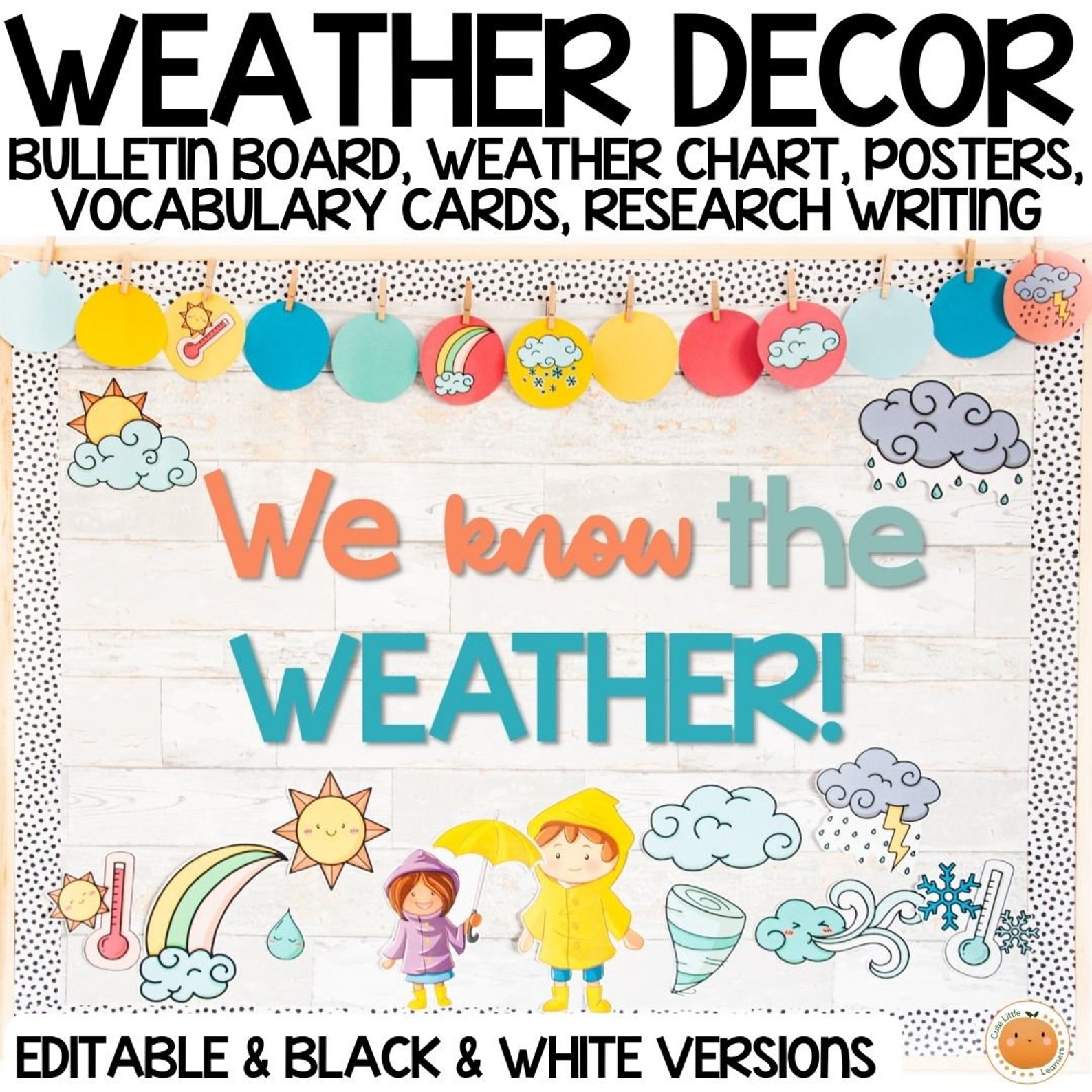 Weather Chart Bulletin Board & Classroom Decor Interactive and Editable ...